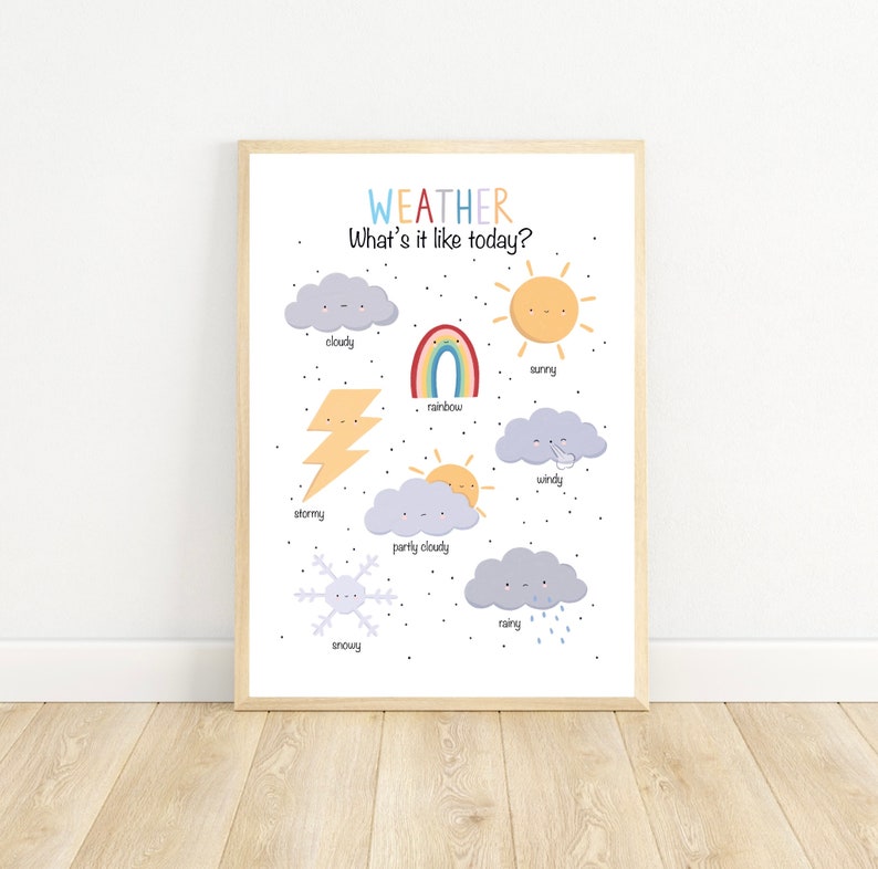 Weather Chart Print Educational Poster Nursery Wall Art - Etsy UK