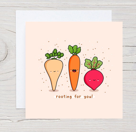 Rooting for You Good Luck Card Food Pun Card | Etsy