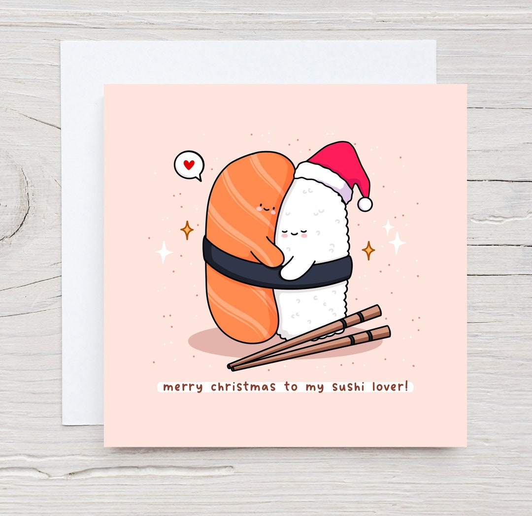 Cute Christmas Card Kawaii Christmas Card, Sushi Christmas Card ...