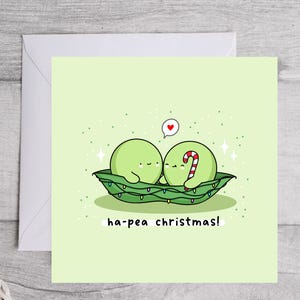 Kawaii Christmas Card: Punny Pea Design - Etsy