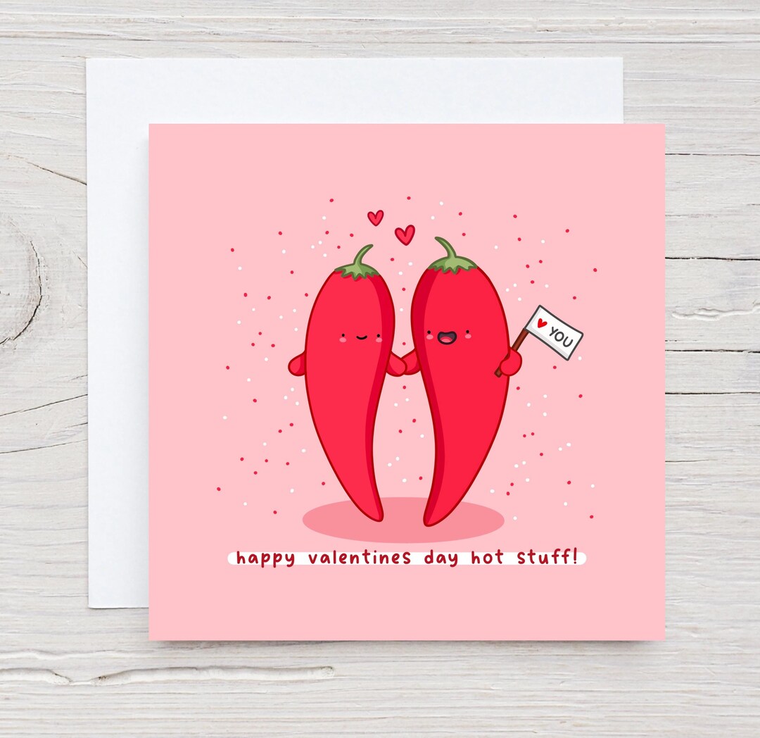 Cute Chilli Pun Card - Kawaii Love Card, Valentines Card, Punny ...