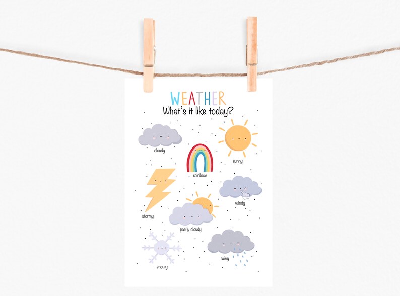 Weather Chart Print Educational Poster Nursery Wall Art - Etsy UK