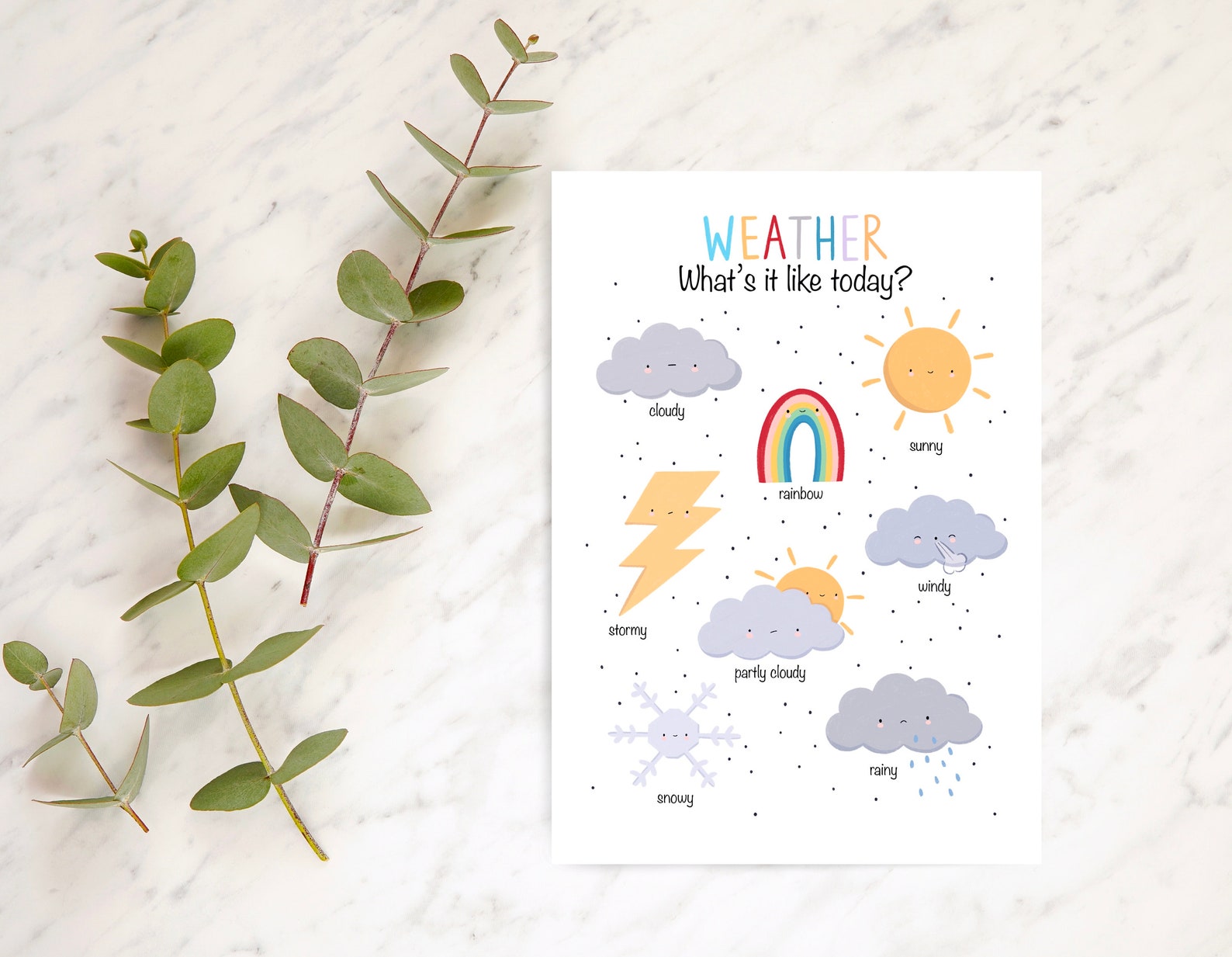 Weather Chart Print Educational Poster Nursery Wall Art | Etsy