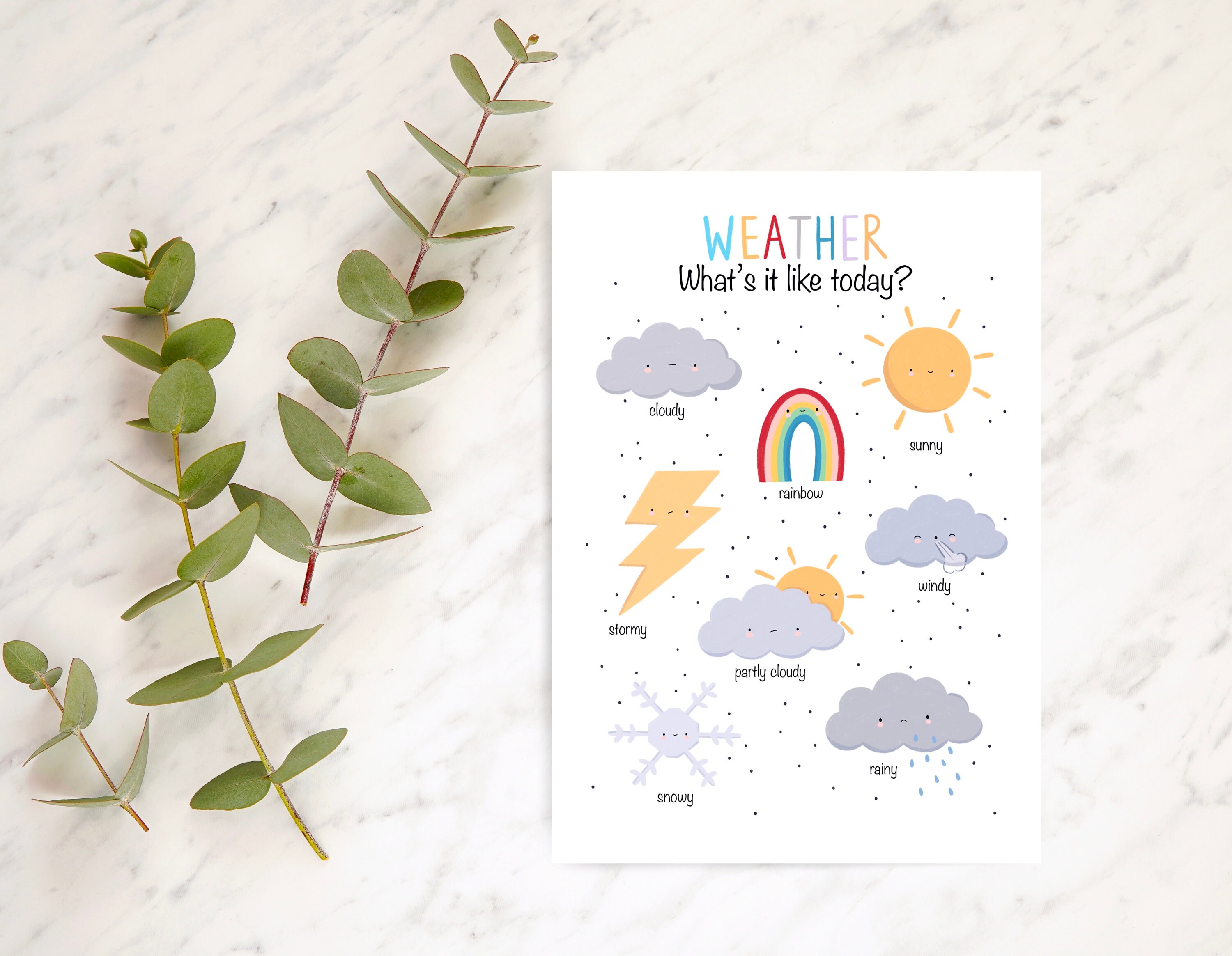 Weather Chart Print Educational Poster Nursery Wall Art - Etsy