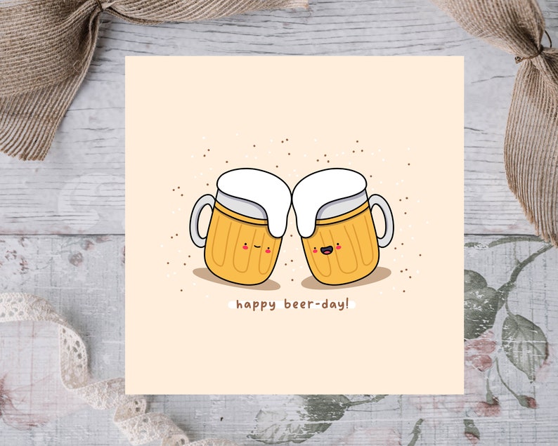 Happy Birthday Beer Card Beer Pun Card Funny Card for - Etsy