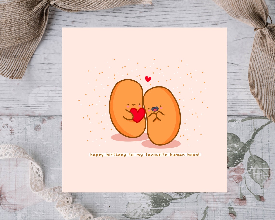 Favourite Human Bean Punny Card Happy Birthday to My | Etsy