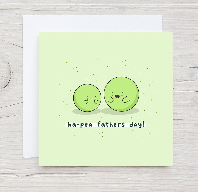 Punny Kawaii Father's Day Card: Hap-pea Card for Dad - Etsy