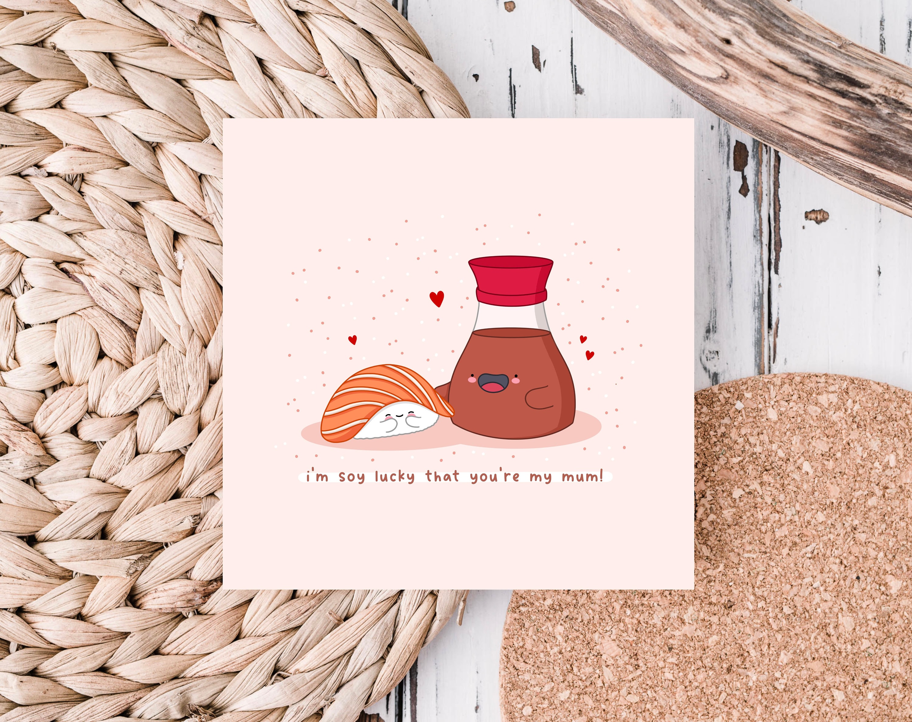 Cute Sushi Card - Mother’s Day Card, Kawaii Card, Soy Lucky, Soy Sauce ...