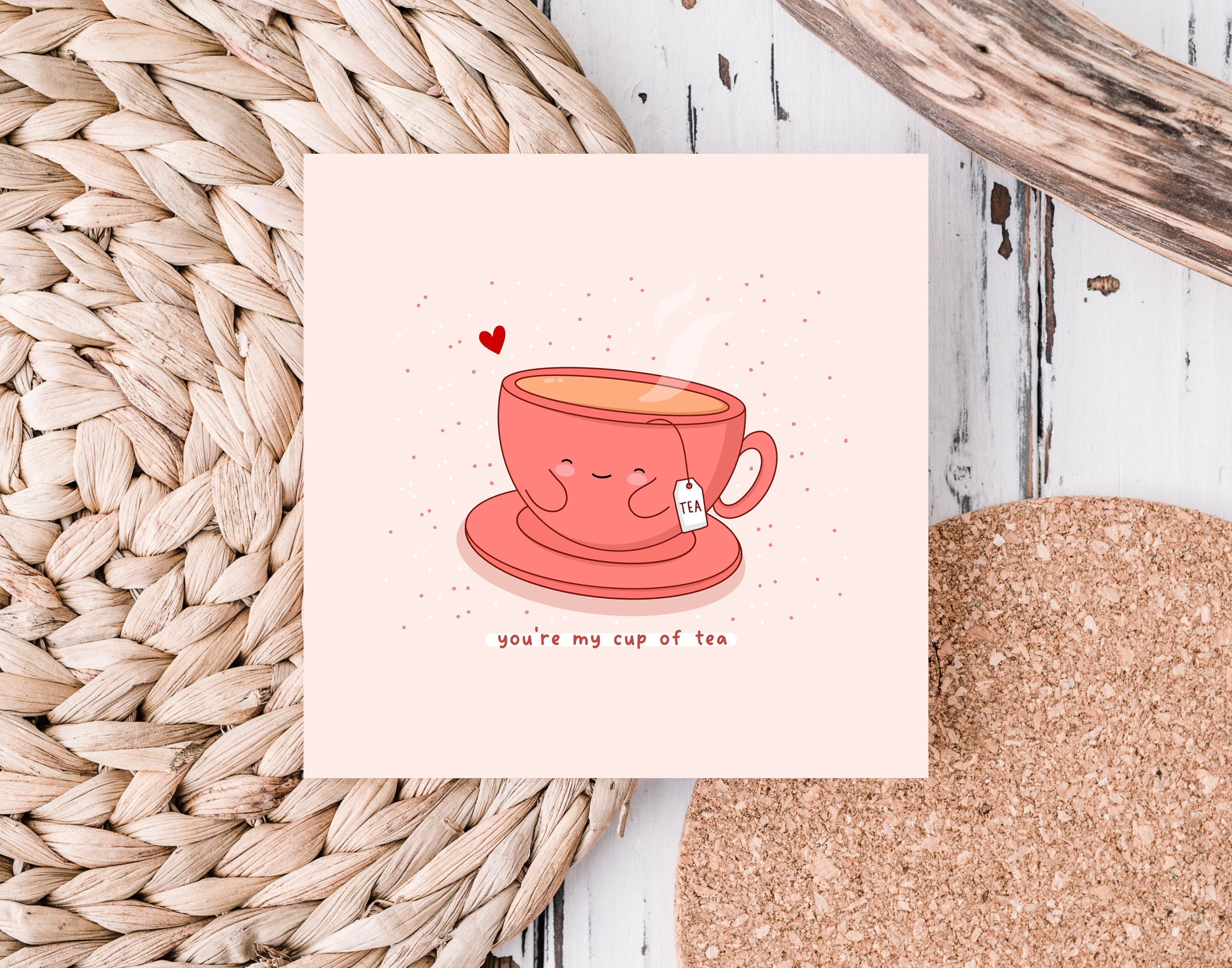 Cute Tea Pun Card - Kawaii Valentines Card, Funny Pun Anniversary Card ...