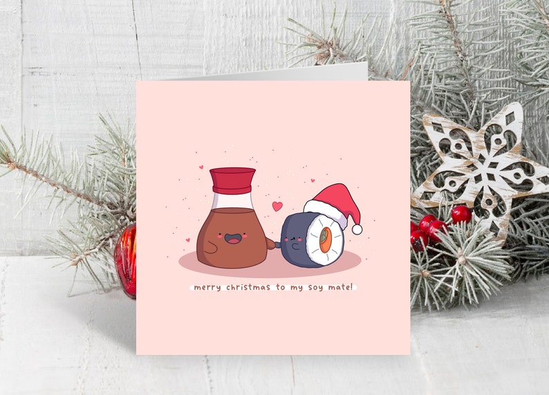 Cute Christmas Card Kawaii Christmas Card Sushi Christmas - Etsy UK