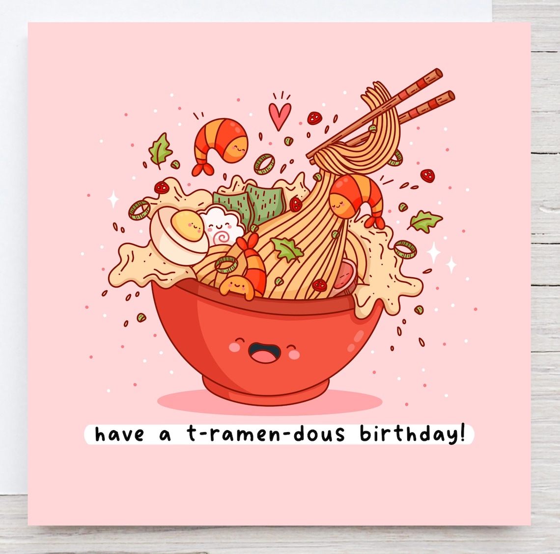 Kawaii Ramen Birthday Card: Punny Food Art - Etsy