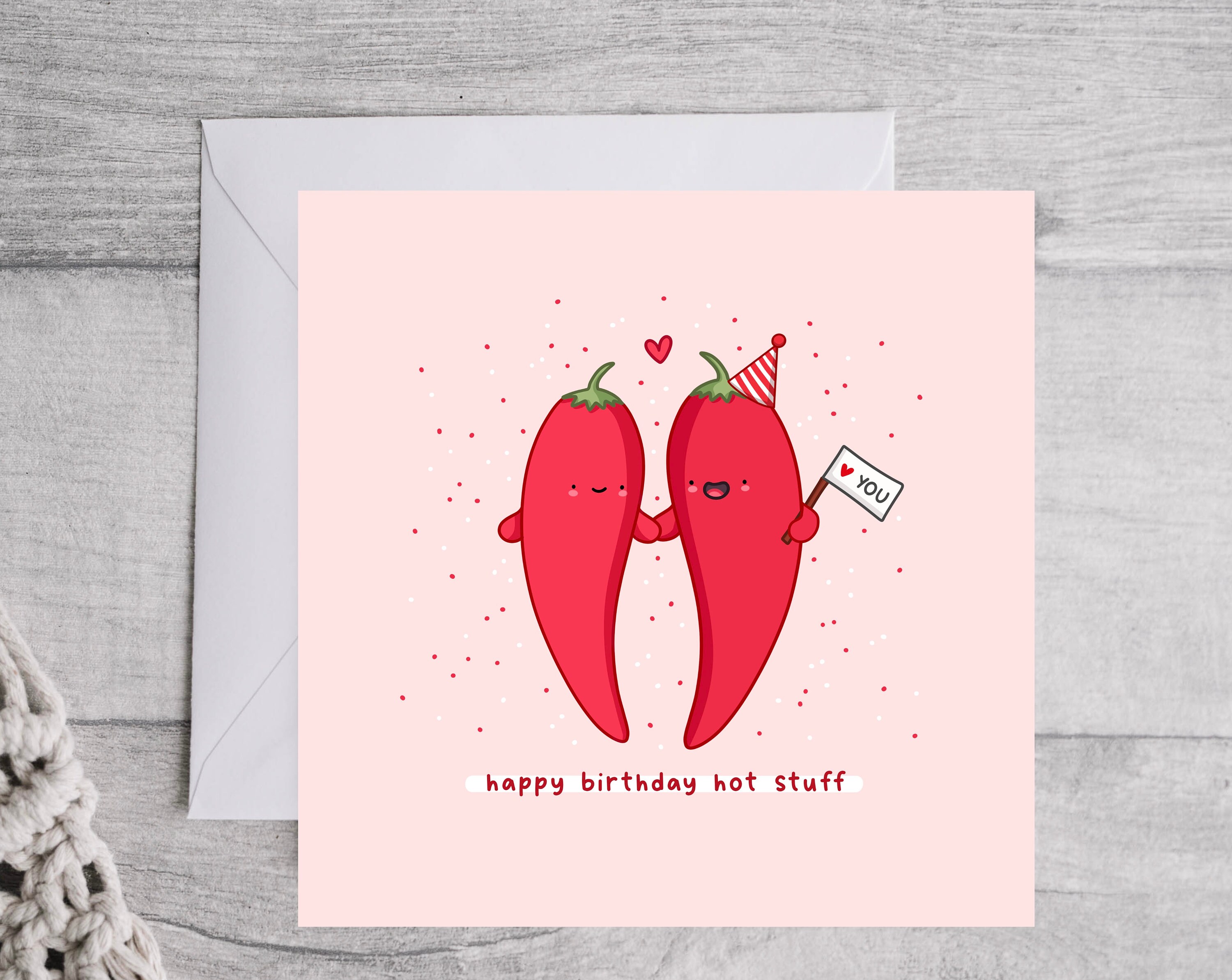 Funny Chilli Pun Birthday Card: Kawaii Hot Stuff Design - Etsy
