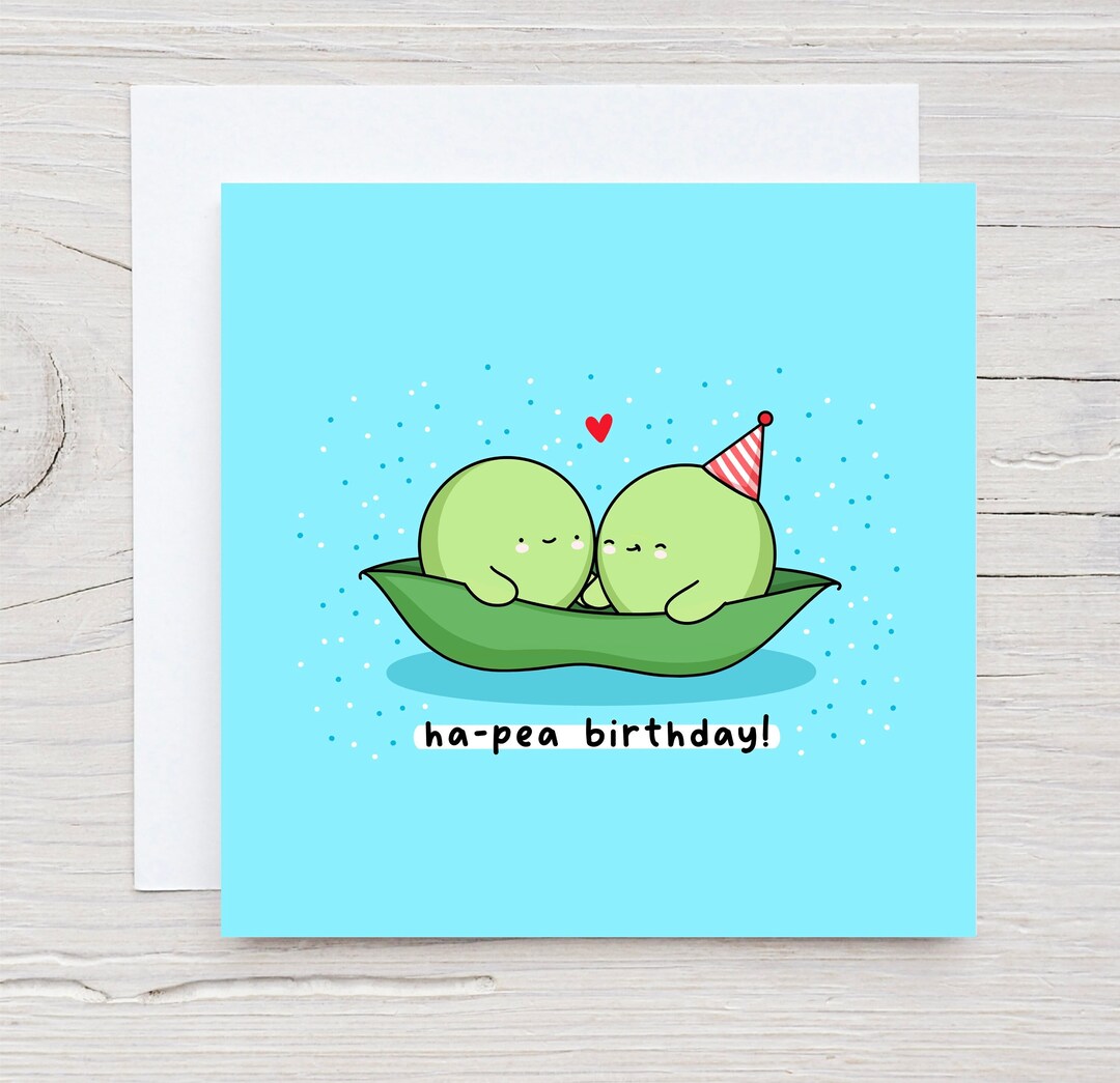 Kawaii Pea Birthday Card: Punny Food Card for Loved One - Etsy