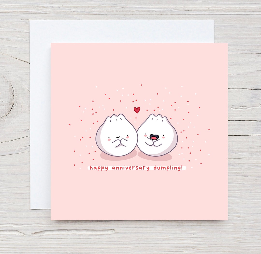 Dim Sum Pun Card Dumpling Anniversary Card, Punny Anniversary, Kawaii ...