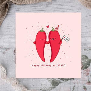 Funny Chilli Pun Birthday Card: Kawaii Hot Stuff Design - Etsy