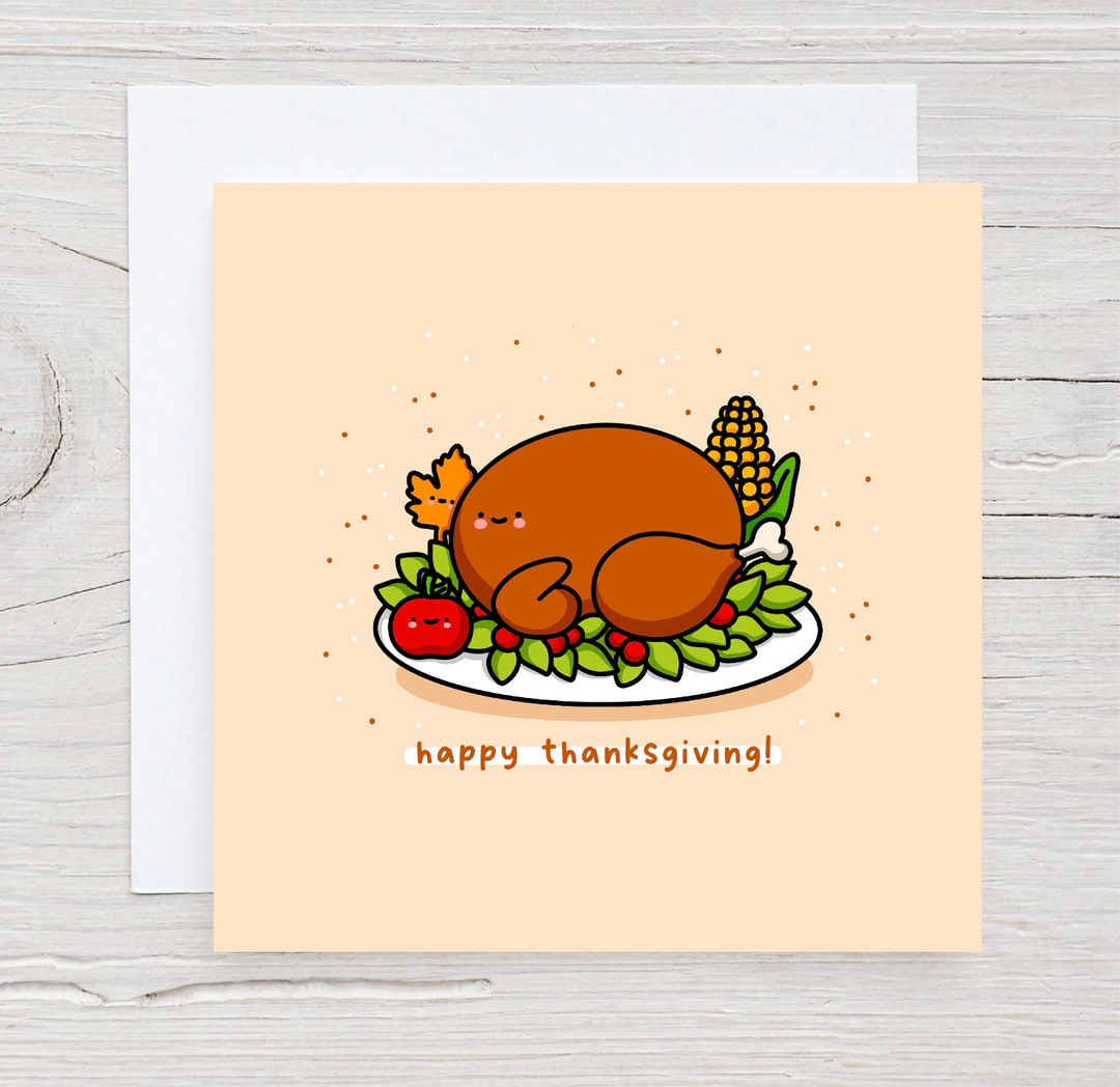 Cute Happy Thanksgiving Card Turkey Card Thanksgiving - Etsy
