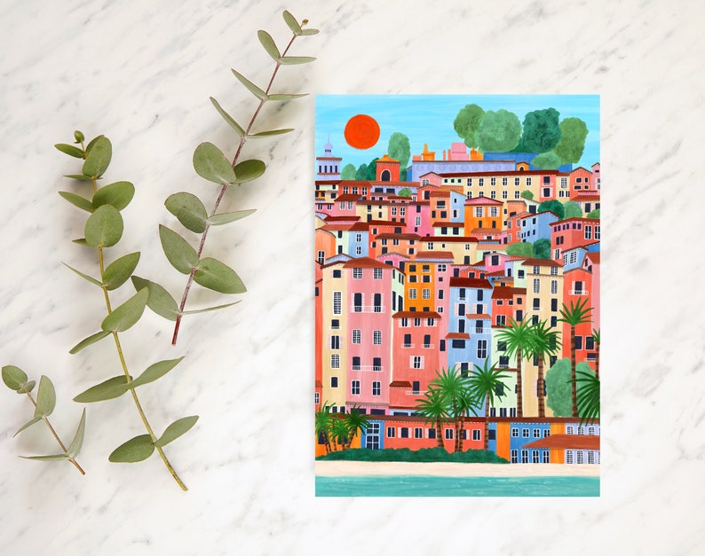 Menton France Art Print: French Riviera Travel Poster - Etsy