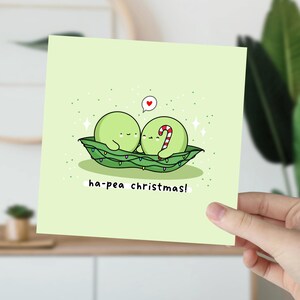 Kawaii Christmas Card: Punny Pea Design - Etsy
