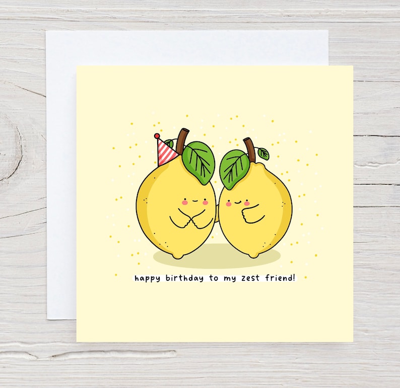 Kawaii Lemon Birthday Card – Funny Pun, Best Friend - Etsy