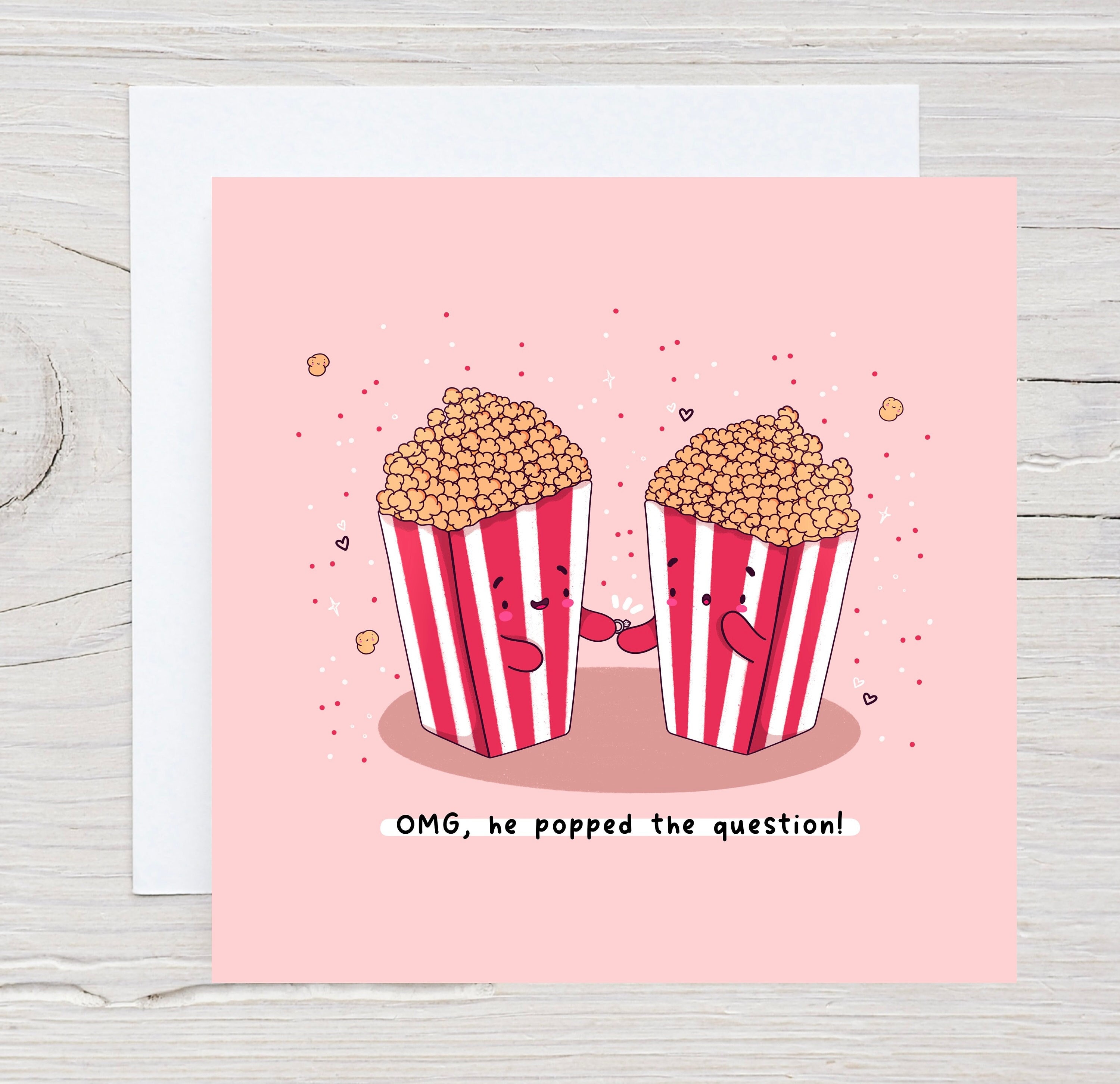 Cute Engagement Card Popcorn Kawaii Card Popcorn Cute - Etsy