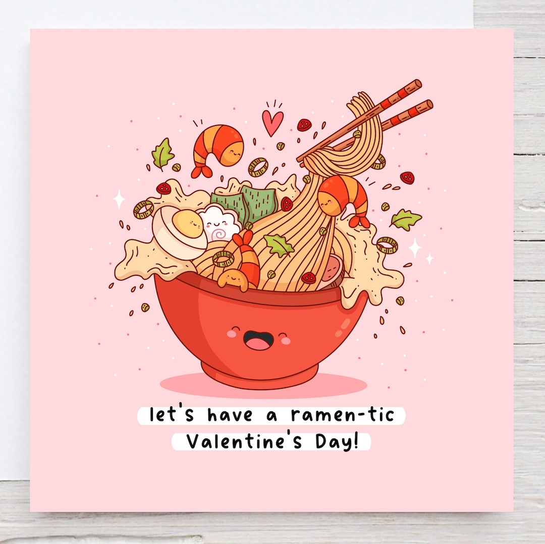 Kawaii Ramen Valentine’s Day Card: Punny Food Art - Etsy