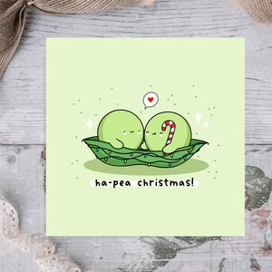 Kawaii Christmas Card: Punny Pea Design - Etsy