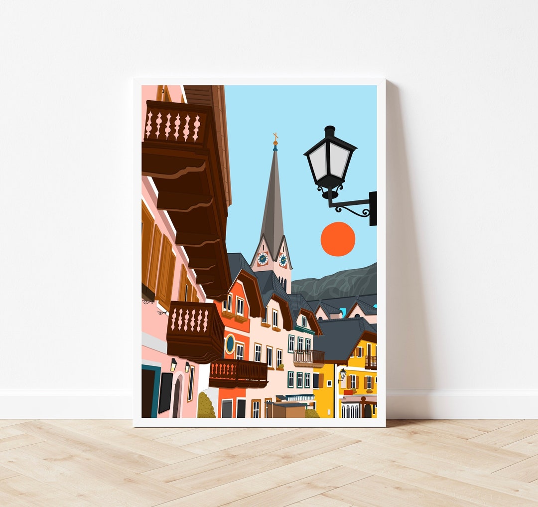 Austria Art Print Hallstatt Travel Print, Austria Artwork, Hallstatt ...