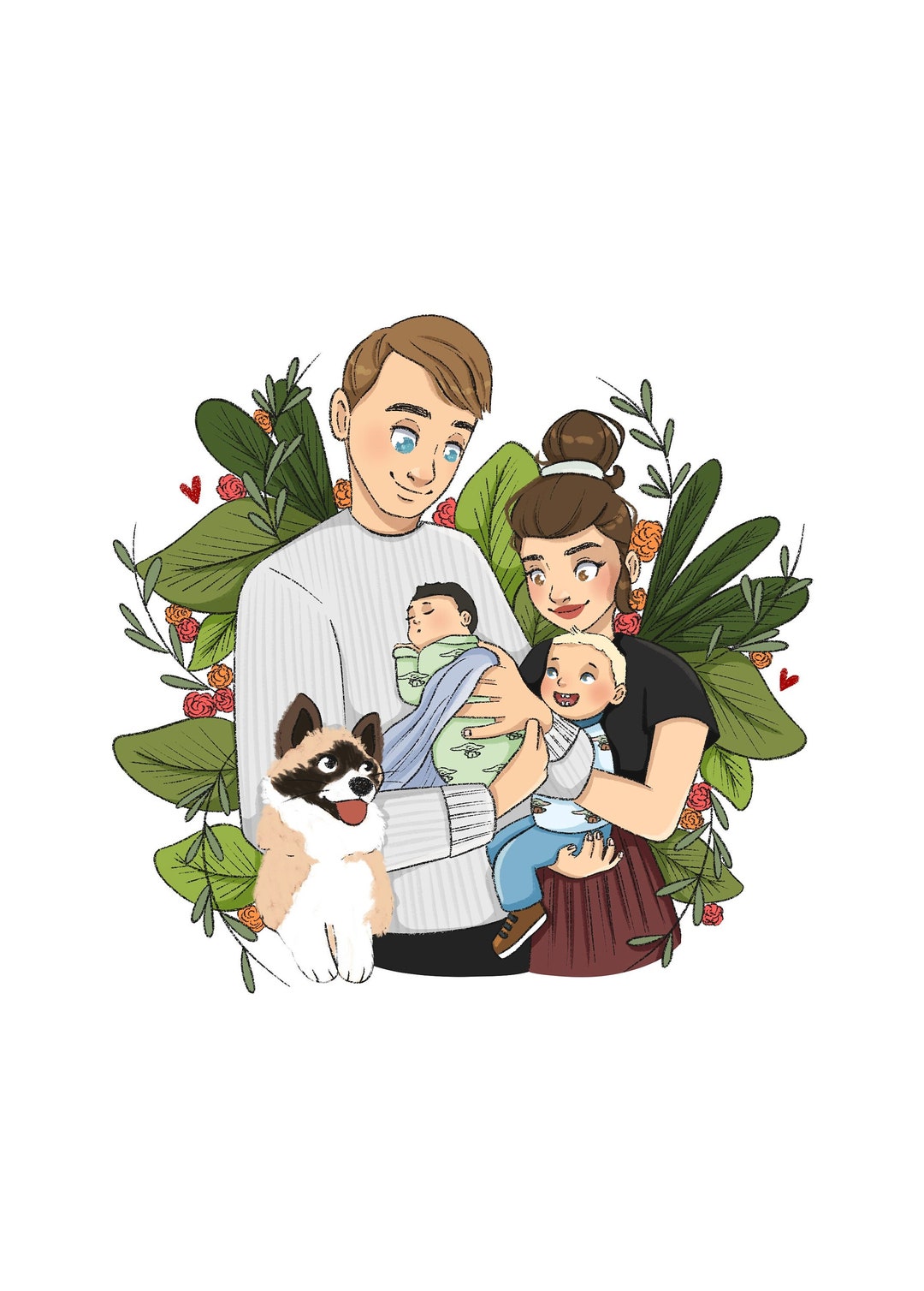 Custom Family Portrait - Cartoon Portrait, Custom Family Illustration ...
