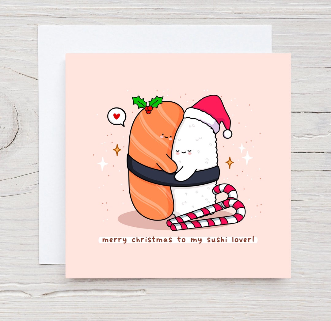 Cute Christmas Card - Kawaii Christmas Card, Sushi Christmas Card ...