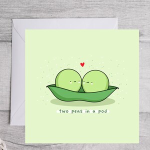 Two Peas in a Pod Card - Food Pun Card, Funny Kawaii Card, Punny Love ...