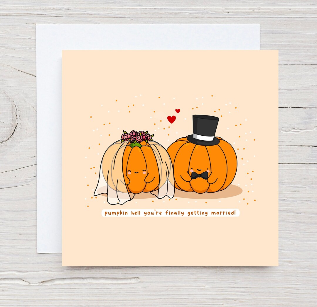 Pumpkin Engagement Card: Kawaii Food Pun Wedding Card - Etsy