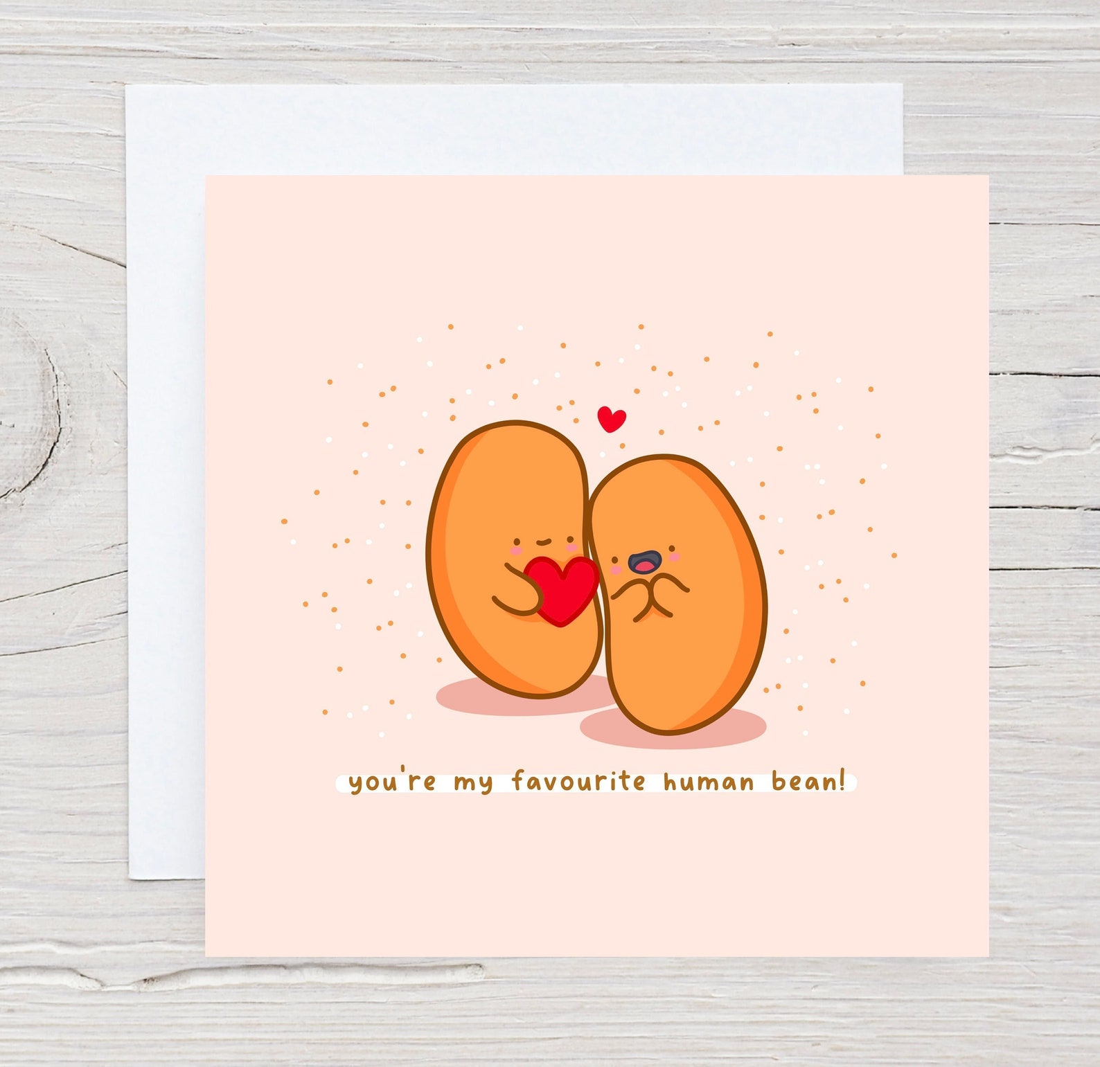 Youre My Favourite Human Bean Punny Card Kawaii Card Food - Etsy UK