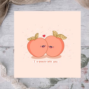 Cute Peach Love Card, Kawaii Love Card, Peach Pun Love Card, Funny Card ...