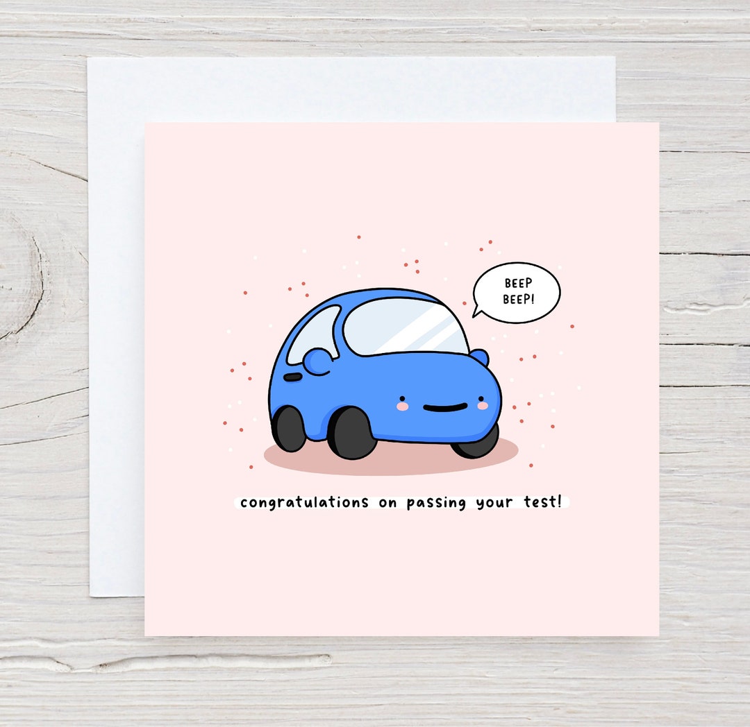 Driving Test Card - Congratulations on Passing Your Test, Kawaii Card ...