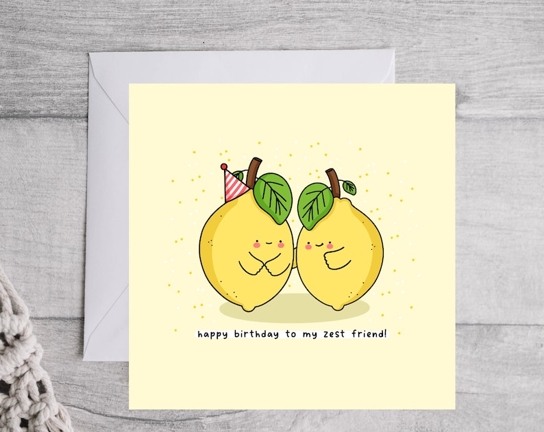 Kawaii Lemon Birthday Card – Funny Pun, Best Friend - Etsy