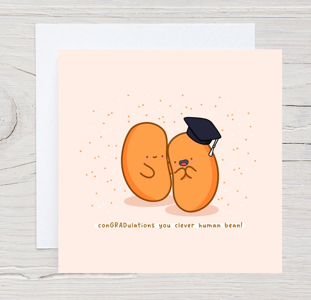 Baked Beans Funny Graduation Card, Kawaii Graduation Card, Graduation ...