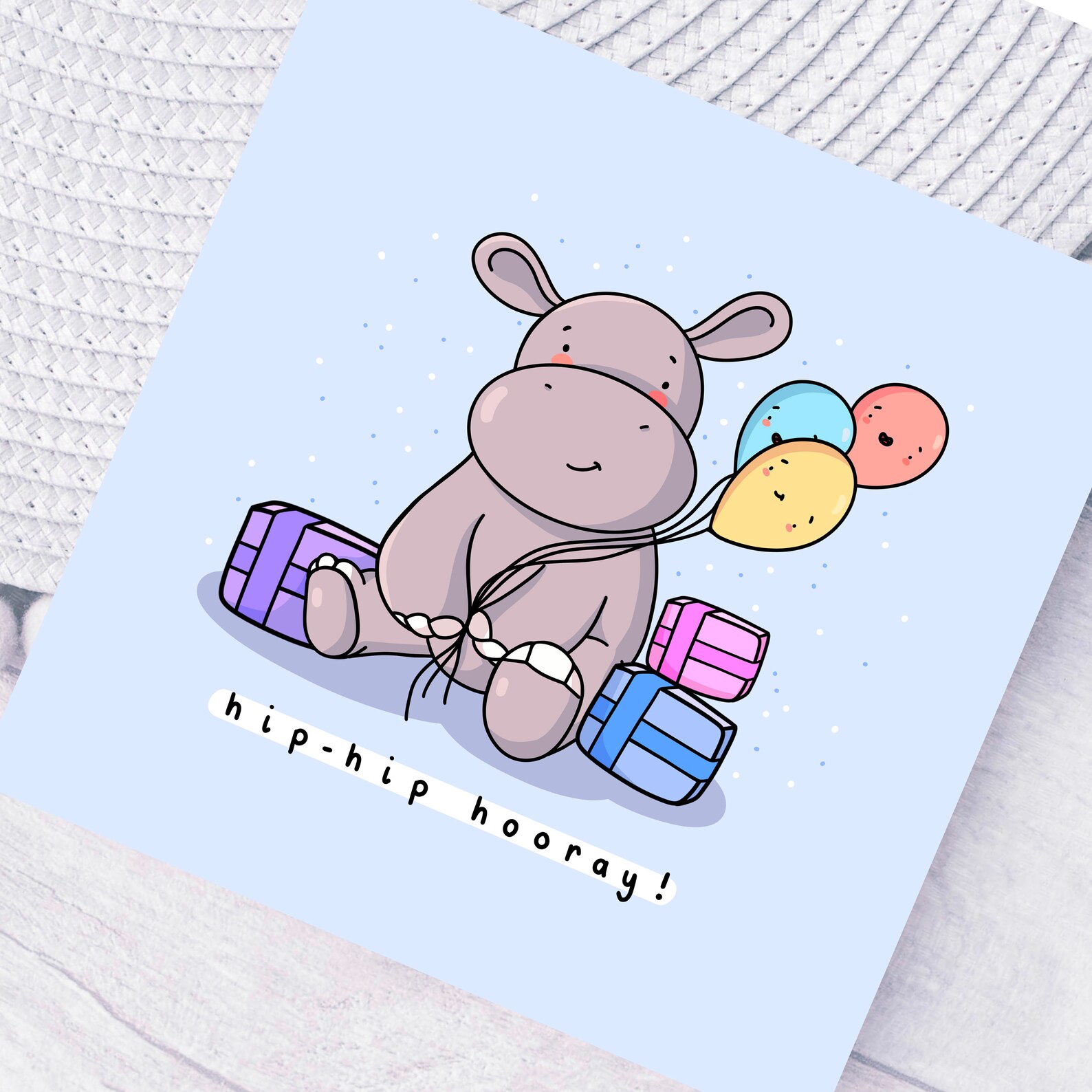 Hippo Birthday Card happy birthday hip hip hooray cute | Etsy