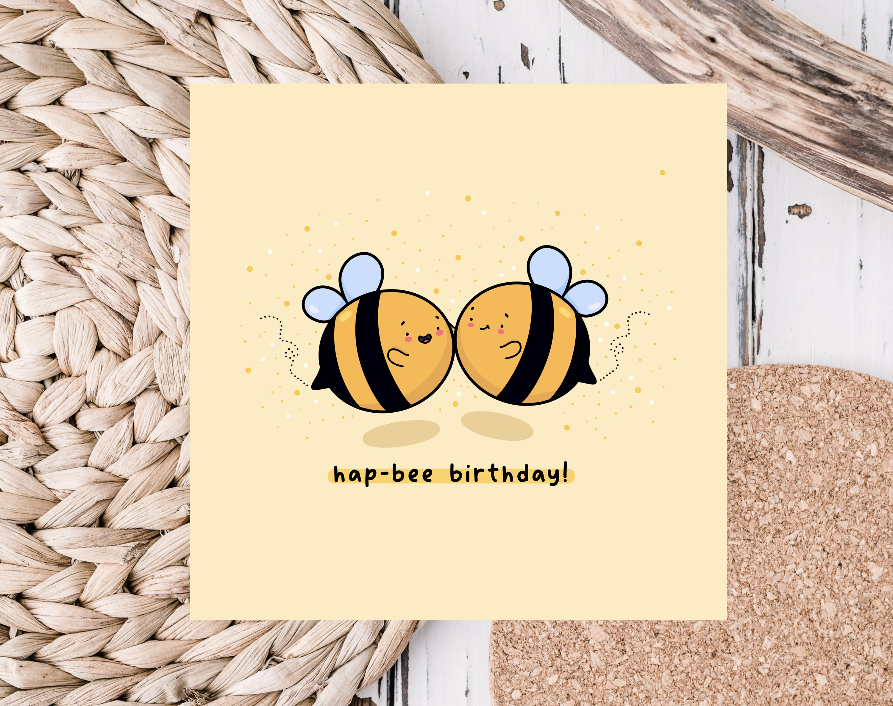 Bee Birthday Card Happy Birthday Kawaii Bee Card Cute Bee | Etsy