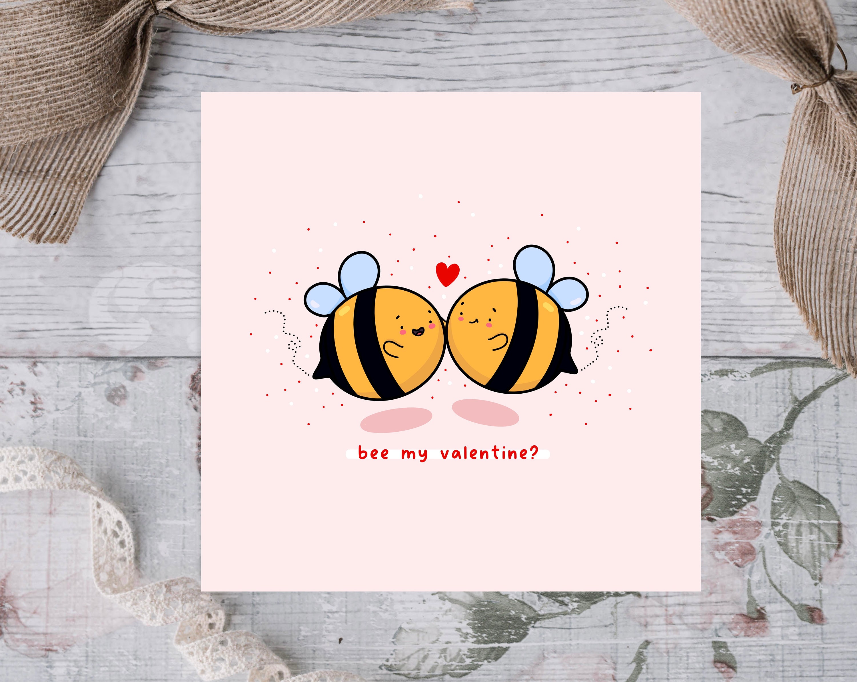 Bumble Bee Valentine's Day Card: Kawaii Love Card - Etsy