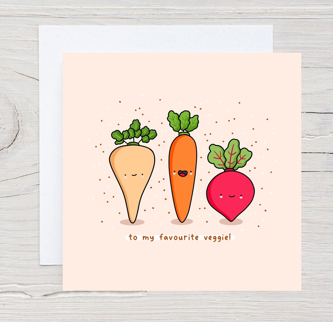 Funny Vegetarian Birthday Card – Hap-bee Kawaii Veggie Pun - Etsy