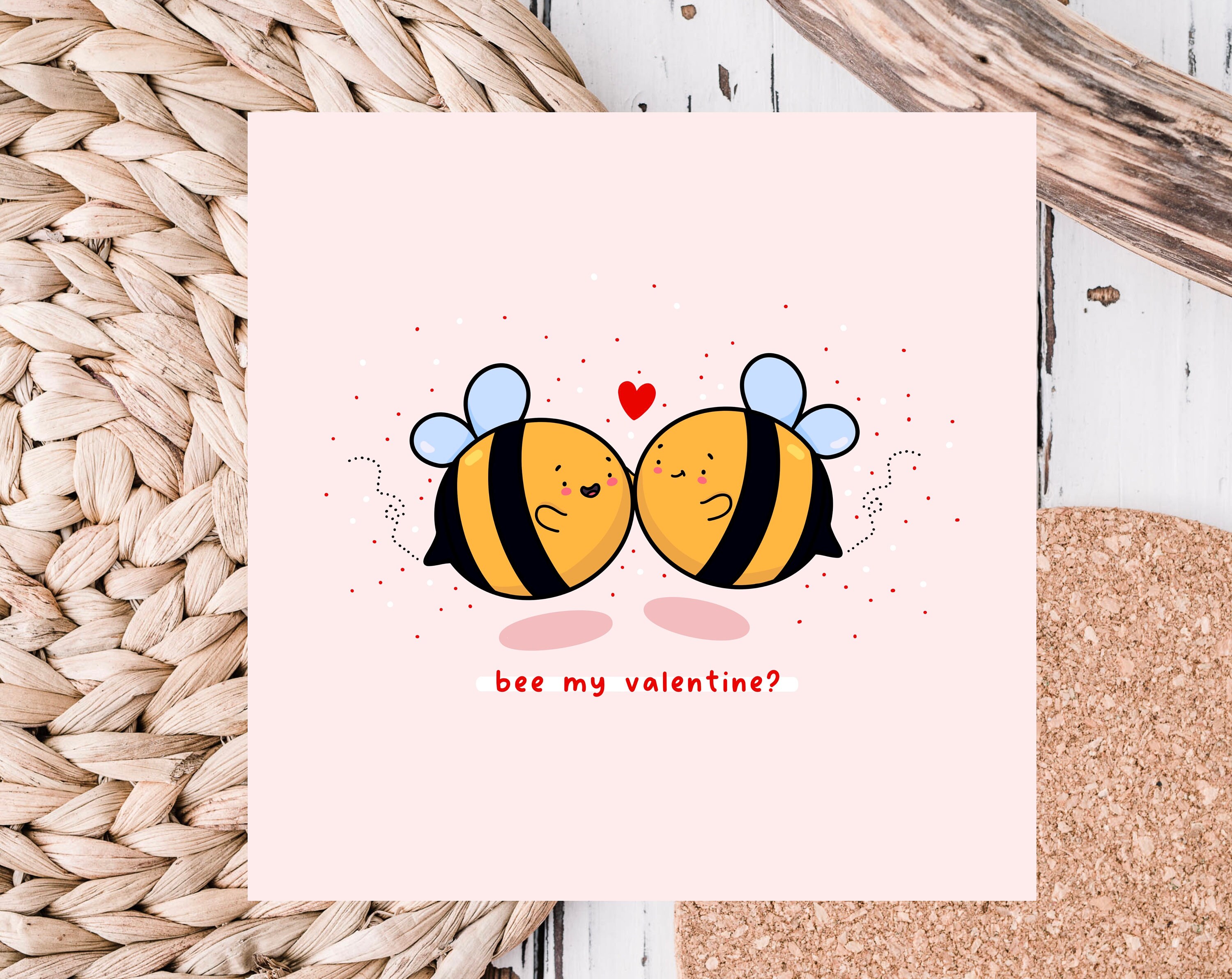 Bumble Bee Valentine's Day Card: Kawaii Love Card - Etsy