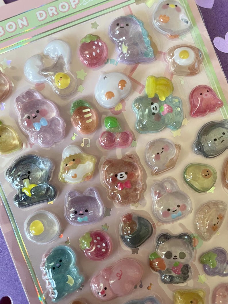 Bon Bon Drop 3D Stickers – Animals, Food, Scrapbooking (Flaw Packaging ...