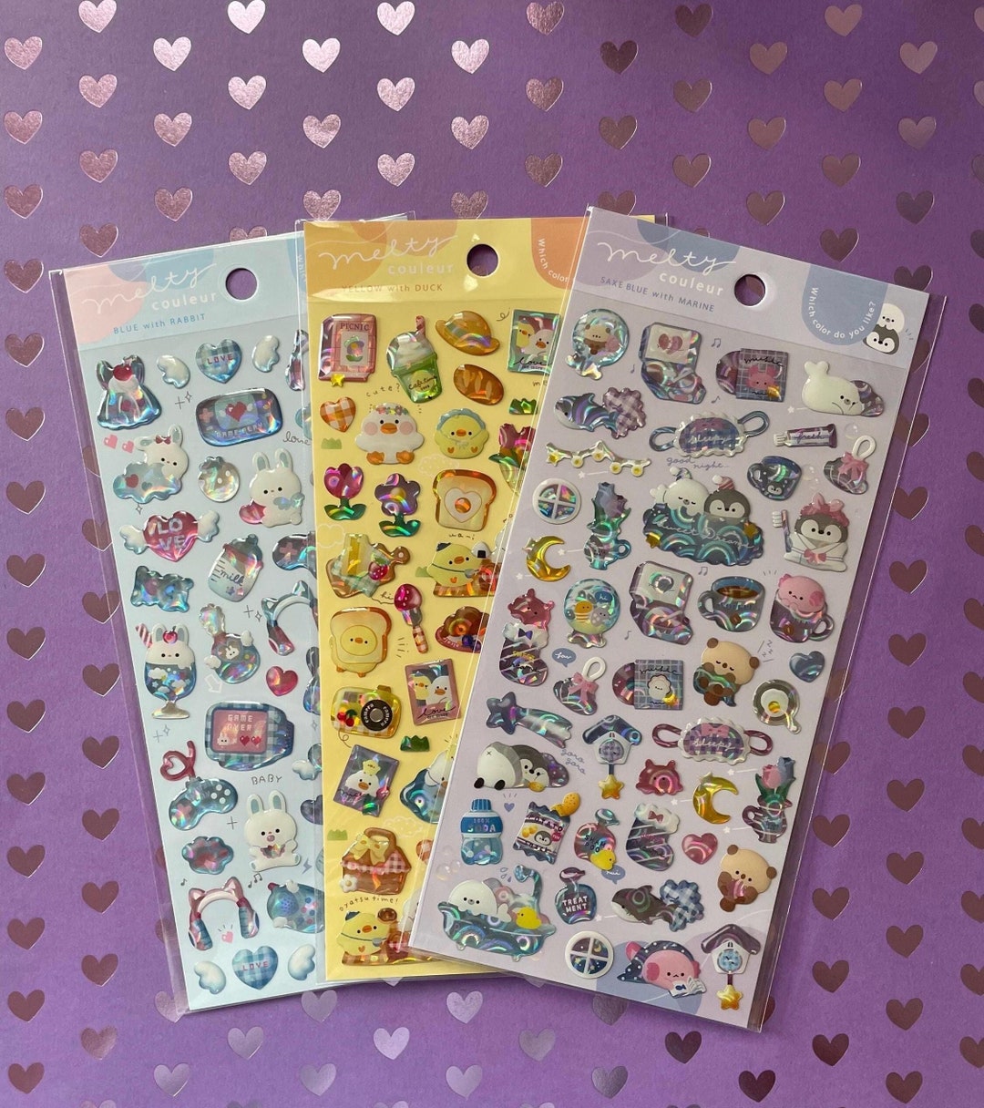 Melty Couleur Hologram Resin Sticker Qlia Animal Stickers, Bunny ...