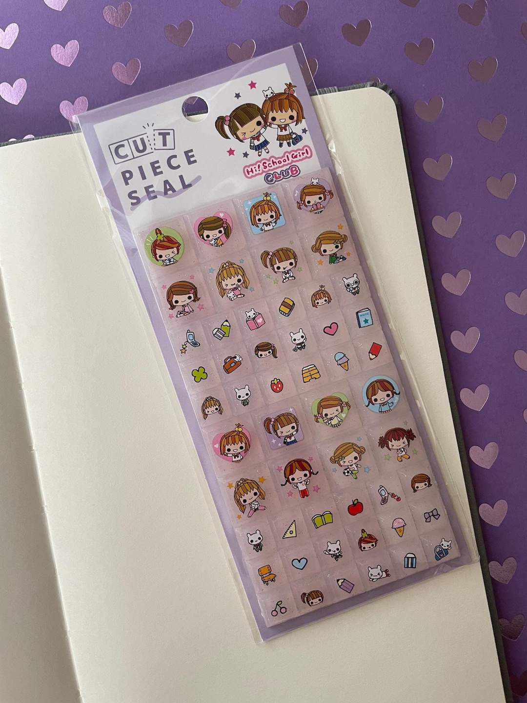 Hi School Girl Club Stickers - Cut Piece Seal Tile Shaped Stickers - Y2K Heisei Retro Stickers ...