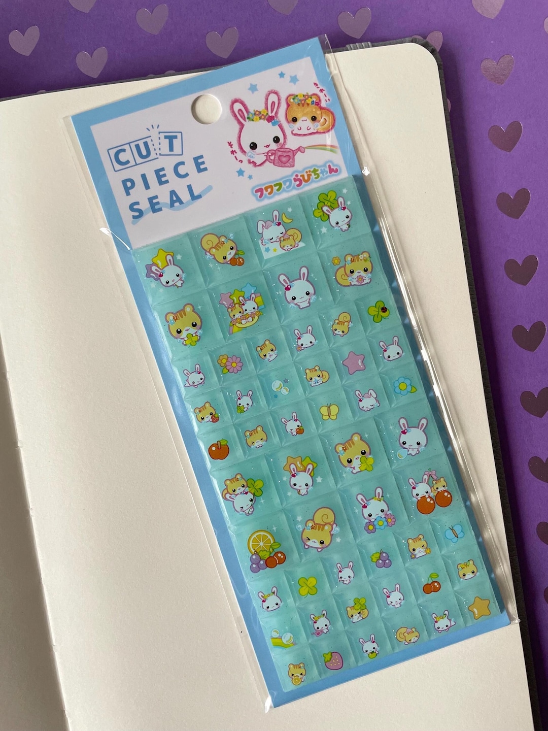 Fluffy Rabi-chan Stickers - Cut Piece Seal Tile Shaped Stickers - Y2K Heisei Retro Stickers ...