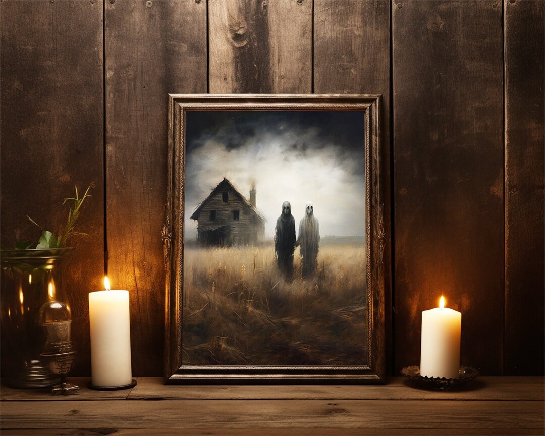 Haunting Ghost in the Field Vintage Art Poster Print Halloween Home ...