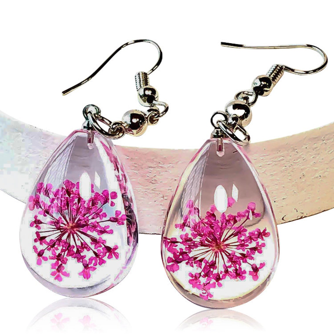Handmade Real Flower Resin Earringsdry Pressed Flower Resin - Etsy