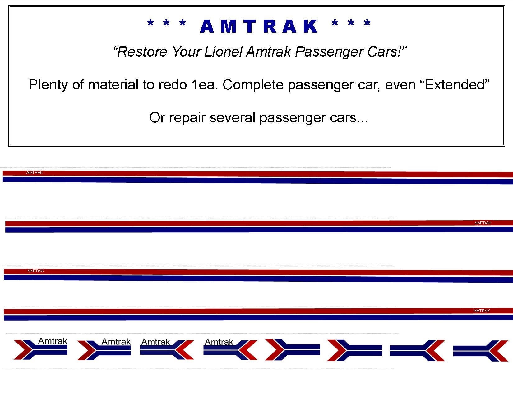 Amtrak Decal Set for Lionel - Etsy