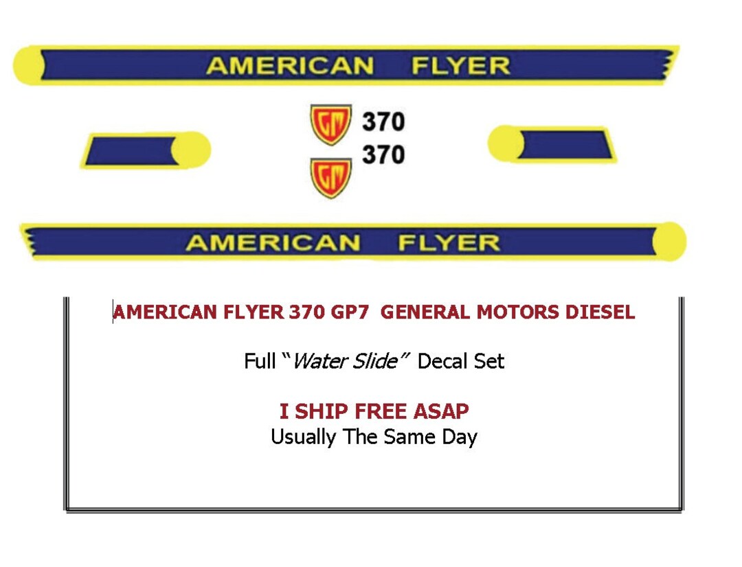 American Flyer 370 Diesel Decal Set - Waterslide - Etsy