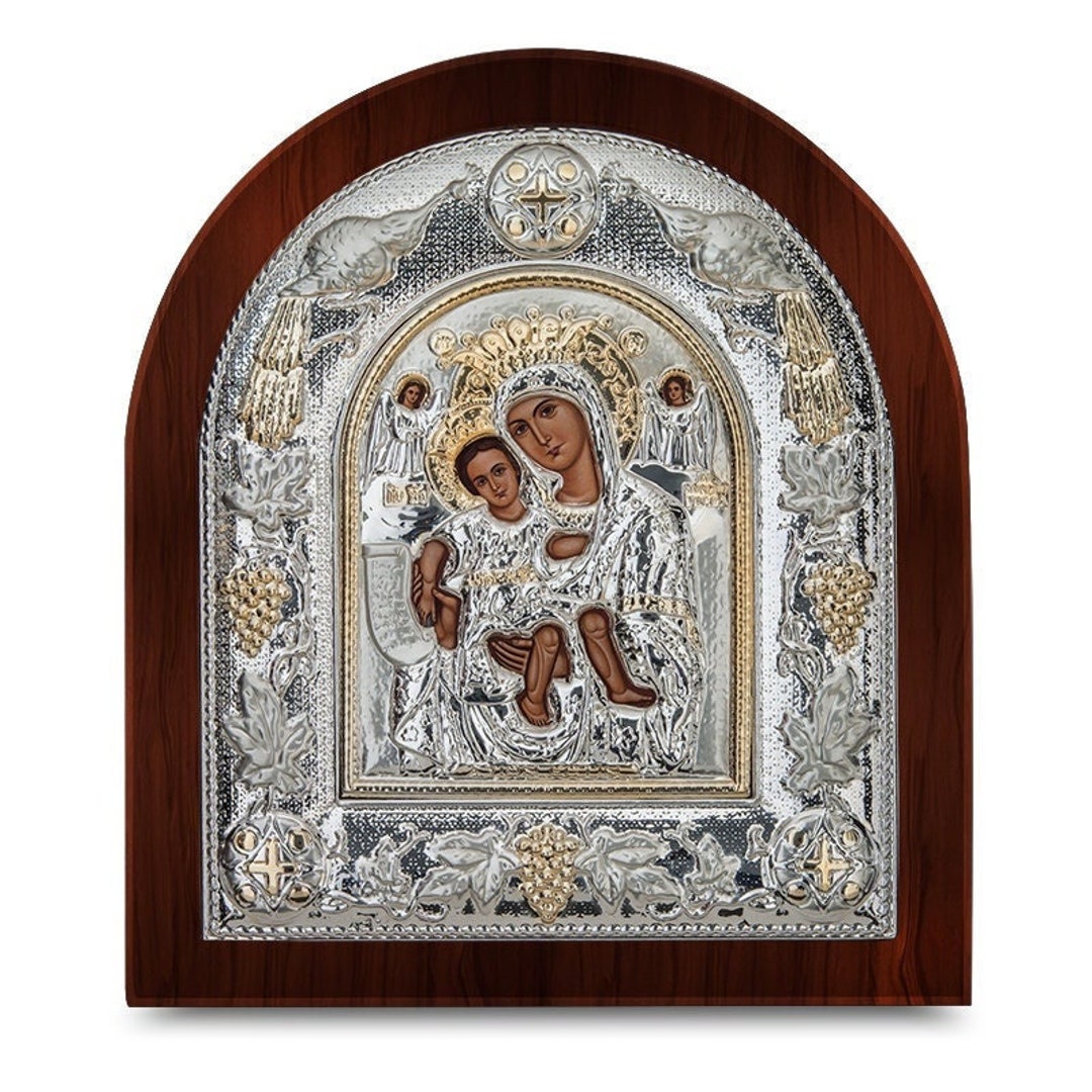 Axion Esti Silver Byzantine Icon Wood Frame Greek Orthodox Gift ...